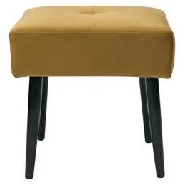 Miliboo Niedriger Hocker aus Stoff mit Samteffekt in Bronze und schwarzes Metall H46 cm GUESTA