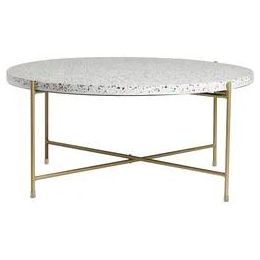 Miliboo Runder Couchtisch aus Terrazzo und goldfarbenes Metall D81 cm MEZZO