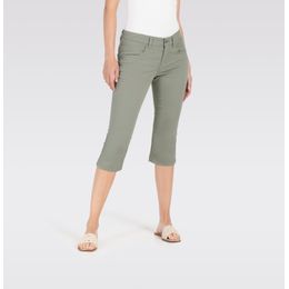 Caprihose MAC "Capri-Summer-Clean" Gr. 46, Länge 19, grau (dried rosemary) Damen Hosen Kniebedeckend mit kleinem Schlitz am Saum