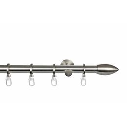 Gardinenstange Garesa "CARTOUCHE", silber (edelstahlfarben), Gardinenstangen, Kinder, L: 460cm, 1 läufig, Metall, Vorhanggarnitur, verlängerbar, Wandmontage, edelstahl optik, L:460cm