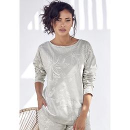 Lascana Sweatshirt mehrfarbig Gr. 40/42 für Damen. Rundhals und Allover-Druck. Bequem. Nachhaltig.