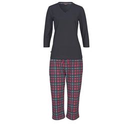 H.I.S. H.I.S Capri-Pyjama pink Gr. 32/34 für Damen. Mit V-Ausschnitt. Basic. Nachhaltig.