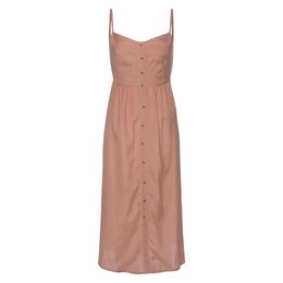 Lascana Sommerkleid beige Gr. 40 für Damen. V-Ausschnitt und Kunststoffknöpfe. Figurumspielend