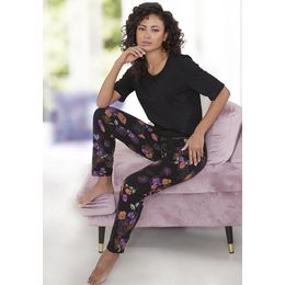 Vivance Dreams Pyjama mehrfarbig Gr. 32/34 für Damen. Mit Rundhals. Bequem