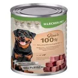 LYRA PET 12 x 400 g Lecker.Pet® Gino's 100 % Muskelfleischwürfel Rind & Schwein Hundefutter Nassfutter