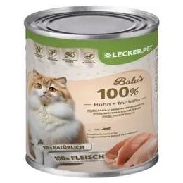 LYRA PET 6 x 400 g Lecker.Pet® Balu's 100 % Huhn und Truthahn Katzenfutter Nassfutter