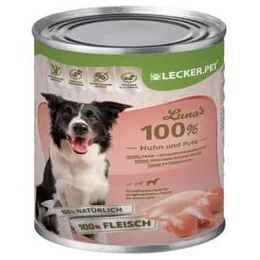 LYRA PET 12 x 400 g Lecker.Pet® Luna's 100 % Huhn und Pute Hundefutter Nassfutter