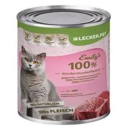 LYRA PET 24 x 400 g Lecker.Pet® Emily's 100 % Rindermuskelfleisch Katzenfutter Nassfutter