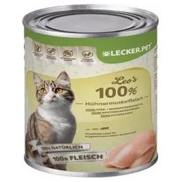 LYRA PET 12 x 400 g Lecker.Pet® Leo's 100 % Hühnermuskelfleisch Katzenfutter Nassfutter