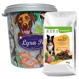 LYRA PET 4 kg Lecker.Pet® Luna's Adult Strauß mit Kartoffel & Apfel Hunde Trockenfutter Vollnahrung in 30 L Tonne