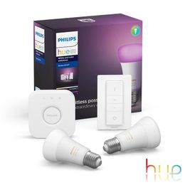 Philips Hue White & Color 3er Starter Set mit Bridge, LED E27, 9,5 Watt, 8719514291355,