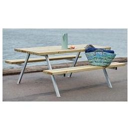 Alpha Picknicktisch XL - Graubraun / Silber (Gestell) - 177 x 161 x 73 / 45 cm - aus Kiefer / Fichte