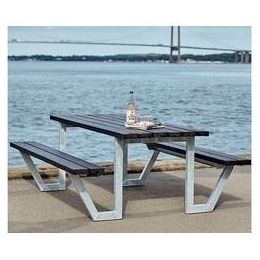 Wega Sitzgruppe - Teak / Silber (Gestell) - 177 x 161 x 73 / 45 cm - aus Kiefer / Fichte