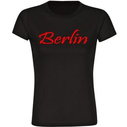 multifanshop® Damen T-Shirt - Berlin rot - Schriftzug - Druck rot