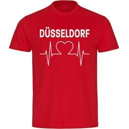 multifanshop® Herren T-Shirt - Düsseldorf - Herzschlag - Druck weiß