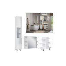 VICCO Badmöbel-Set Fynn Weiß 3 Teile Hochschrank