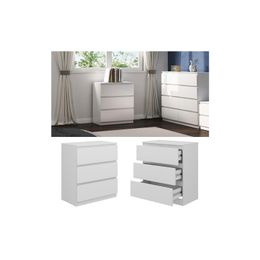 VICCO Kommode Calisto, Weiß 70 x 78,5 cm, mit 3 Schubfächer, Highboard, Schrank