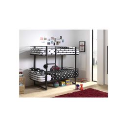 Vipack Etagenbett Metall Oscar, 2 Liegeflächen 90 x 200 cm, Schwarz