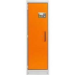 CEMO Sicherheitsschrank Typ 90 PROline 6/20, selbstschließende Türen, Anschlag links, B 600 x T 600 x H 1950 mm, 33 Liter, grau/orange