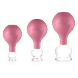 Schröpfgläser Set aus Echtglas 3 Stück. diverse Größen klein Pink 3 St