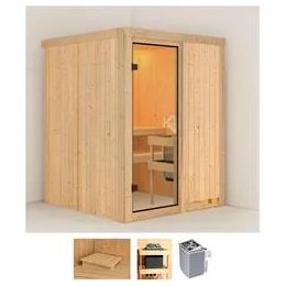 Karibu Sauna "Norin" Saunen 9 KW-Ofen mit integrierter Steuerung Gr. Saunaofen, integrierte Steuerung, 9 kW, beige (naturbelassen)