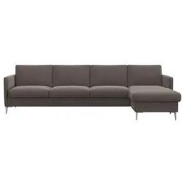 Ecksofa FLEXLUX "Fiore, L-Form, bequem und komfortabel durch hochwertigem Sitzaufbau" Sofas Gr. B/H/T: 280cm x 85cm x 159cm, Struktur, Chaiselongue rechts, braun (taupe brown) schmale Armlehnen, Kaltschaum, Füße Alu