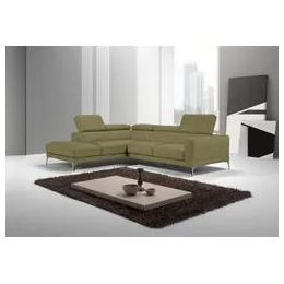 Ecksofa Egoitaliano "Claudie, Designsofa mit extrakomfortablem Sitzkomfort" Sofas Gr. B/H/T: 268cm x 97cm x 226cm, Leder BULL, Recamiere links, mit Kopfteilverstellung, grün (pistazie) Inkl. Kopfteilverstellung, L-Form