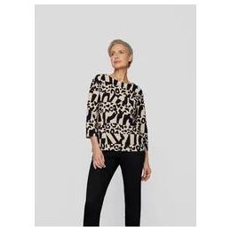 Mendler 3/4-Arm-Shirt RABE Gr. 42, schwarz, Damen, Web, Obermaterial: 76% Baumwolle, 16% Polyester, 8% Elasthan, bedruckt, Shirts, mit grafischem Muster