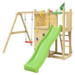 Spielturm Jungle Gym "Deck" Spieltürme grün (hellgrün) Kinder Spielanlage mit Schaukel und Rutsche Wasseranschluss