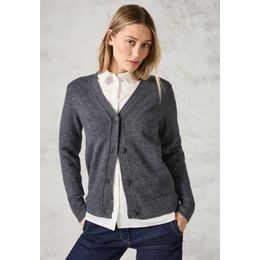 Cardigan Cecil Gr. M (40), grau (charcoal grey melange) Damen Strickjacken Feinstrick, mit Knopfleiste