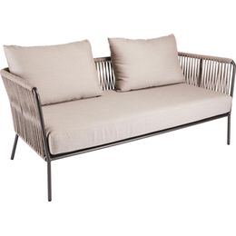 Stern Marla Lounge-Sofa 2-Sitzer Aluminium anthrazit Kordel salt Kissen graubraun