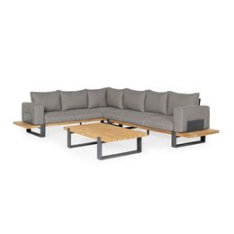 SUNS NARDO Lounge-Set 3-teilig Aluminium/Teak Matt royal grey/Light anthracite