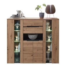 Innostyle Memphis Highboard Holzwerkstoff Artisan Eiche Optik/Graphit - LED Beleuchtung