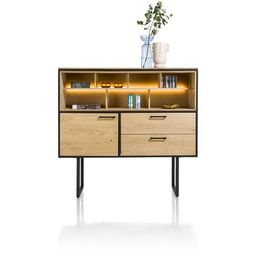 xooon Belo Highboard Eiche/Metall mit LED 140x45 cm