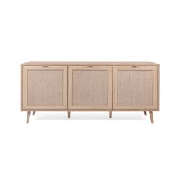 Finori Bali 51A Sideboard Holzwerkstoff Sonoma Eiche/Rafia Geflecht