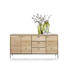 xooon Faneur Sideboard 3 Türen, 3 Schubladen Eiche/Metall 180x80 cm