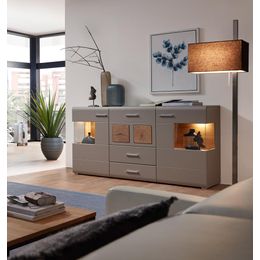 Innostyle Fun Plus II Sideboard inkl. LED-Beleuchtung Basalt/Eiche Altholz Grau/Braun