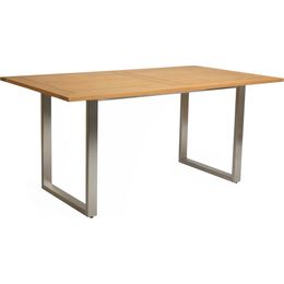 Stern Kufentisch 180x100 cm Edelstahl Tischplatte Teak