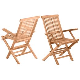 Möbilia Möbilia Gartensessel mit Armlehnen Teak 2er-Set klappbar