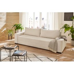 SUN GARDEN SO210/TRIER Schlafsofa mit Stauraumfunktion und Kissen Cord natur