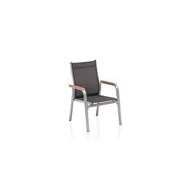 Kettler Granada Stapelsessel zerlegt Aluminium/Outdoorgewebe Teak Armlehnen