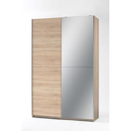 Pol-Power Pol Power Fast Kleiderschrank + Spiegel Holzwerkstoff Dekorfolie 2 Türen 125x195x38 cm