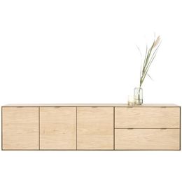 xooon Elements Sideboard 3 Türen, 2 Schubladen + LED Eiche 240x60 cm