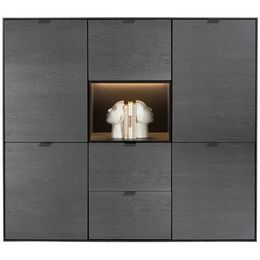 xooon Elements Highboard mit LED Eiche + 5 Türen 150x133 cm