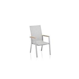 Kettler Rasmus Teak Stapelsessel hoch Aluminium/Outdoorgewebe