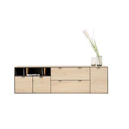 xooon Elements Sideboard 3 Türen, 3 Nischen + LED Eiche 210x60 cm