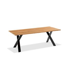 Niehoff Noah Tisch Aluminium X-Gestell Anthrazit/Teak 160x95 cm bis 220x95 cm