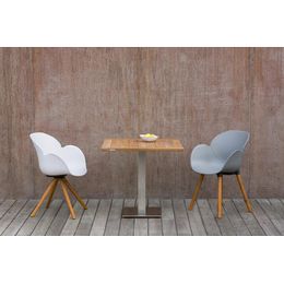 Niehoff Bistro Tisch Edelstahl Teak 68x68 - 140x95 cm