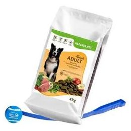 LYRA PET 4 kg Lecker.Pet® Luna's Adult Strauß mit Kartoffel & Apfel Hundefutter Trockenfutter Vollnahrung + Ballschleuder