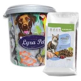 LYRA PET 2,5 kg Lecker.Pet® Leo's Adult Geflügel & Forelle Katzen Trockenfutter Vollnahrung in 30 L Tonne